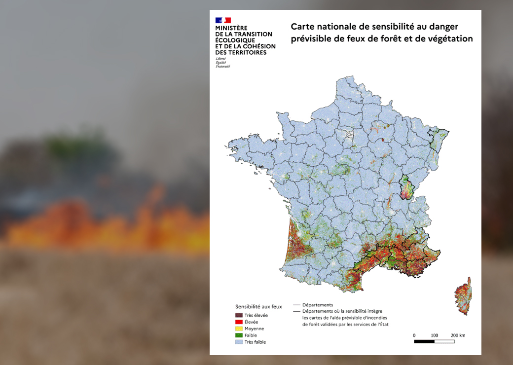 Une nouvelle carte nationale de "sensibilité au danger prévisible de feux de forêt et de végétation"